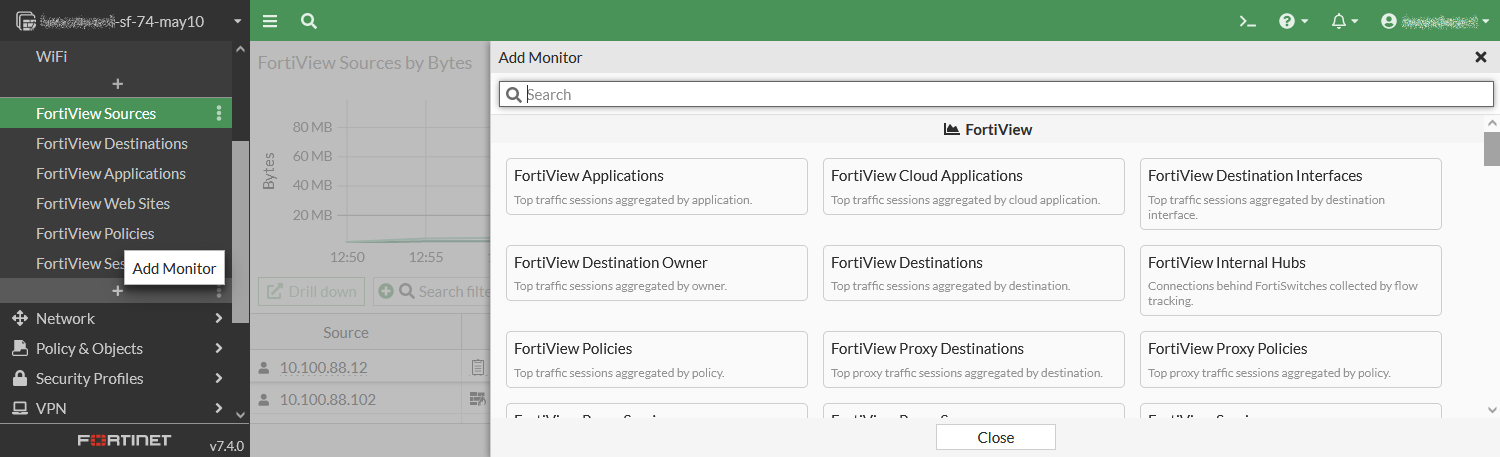 FortiView Top Source and Top Destination Firewall Objects monitors | FortiGate / FortiOS 7.4.3 ...
